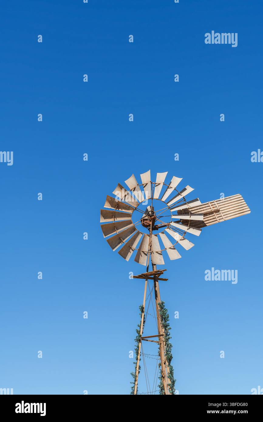 Old windmill on a day against blue sky near Warooka, Yorke Peninsula ...