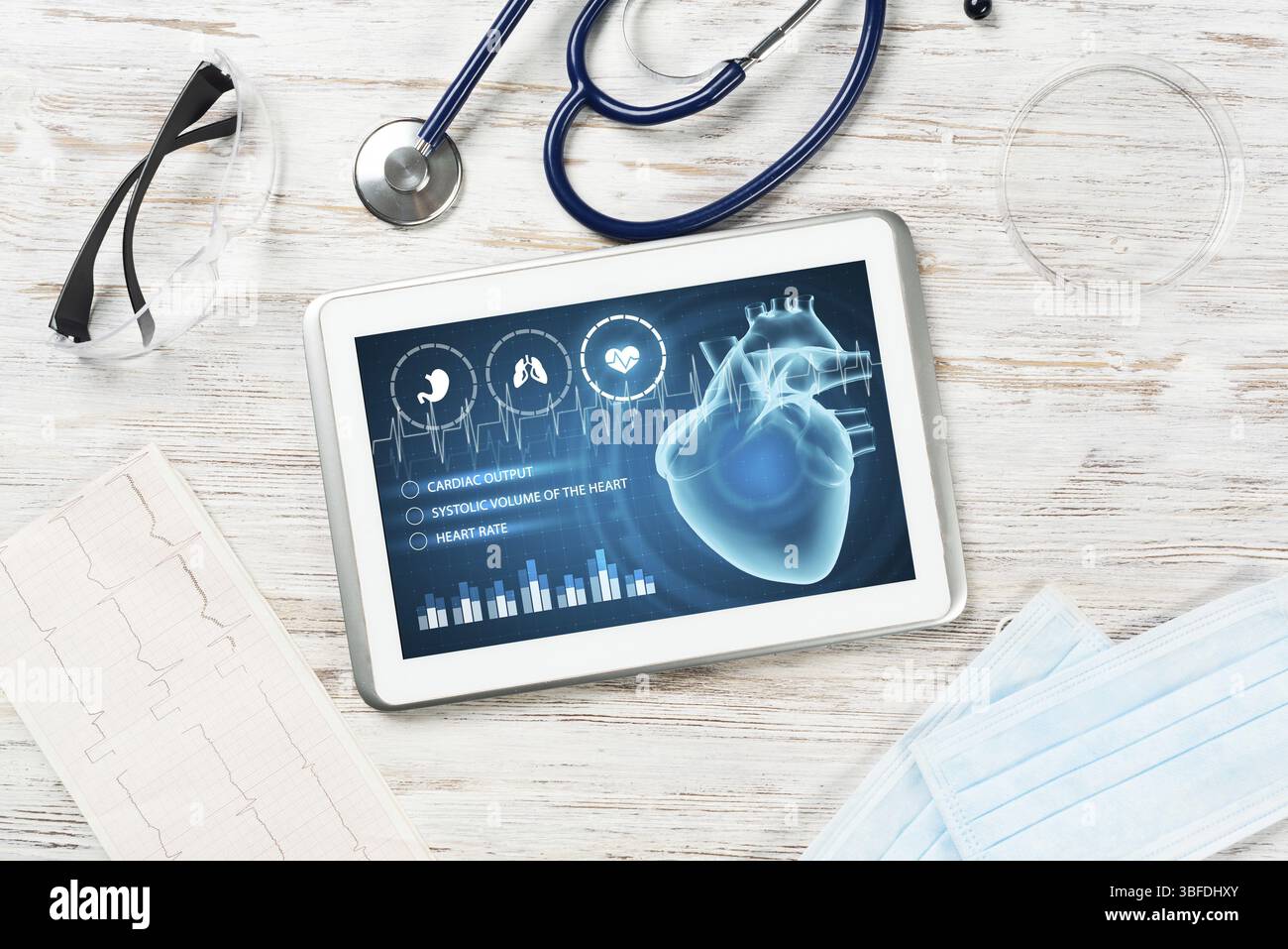 Medical diagnostics in hospital. Tablet computer with medical app ...