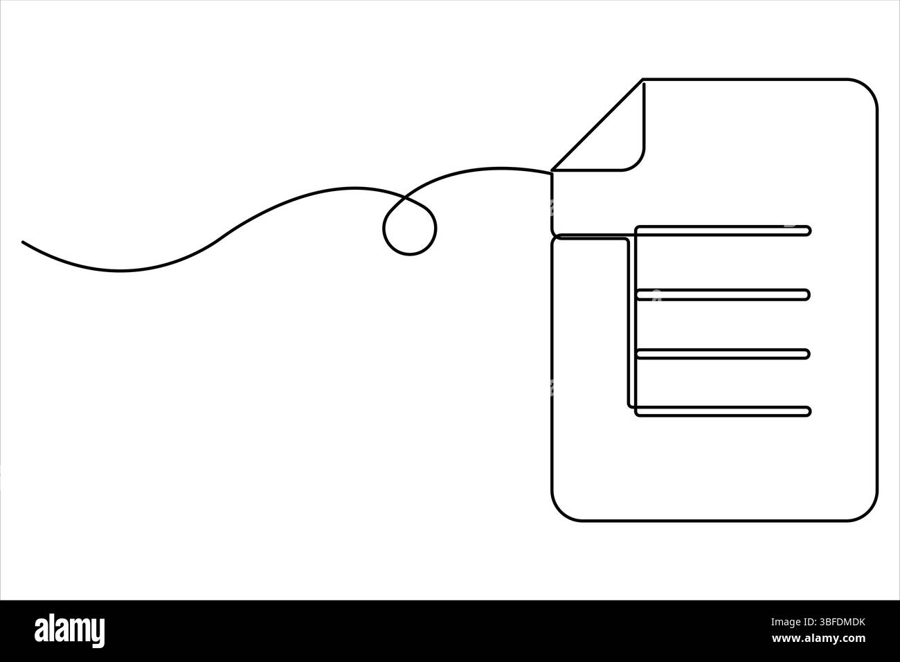 Continuous one line art drawing of document paper with folded corner ...