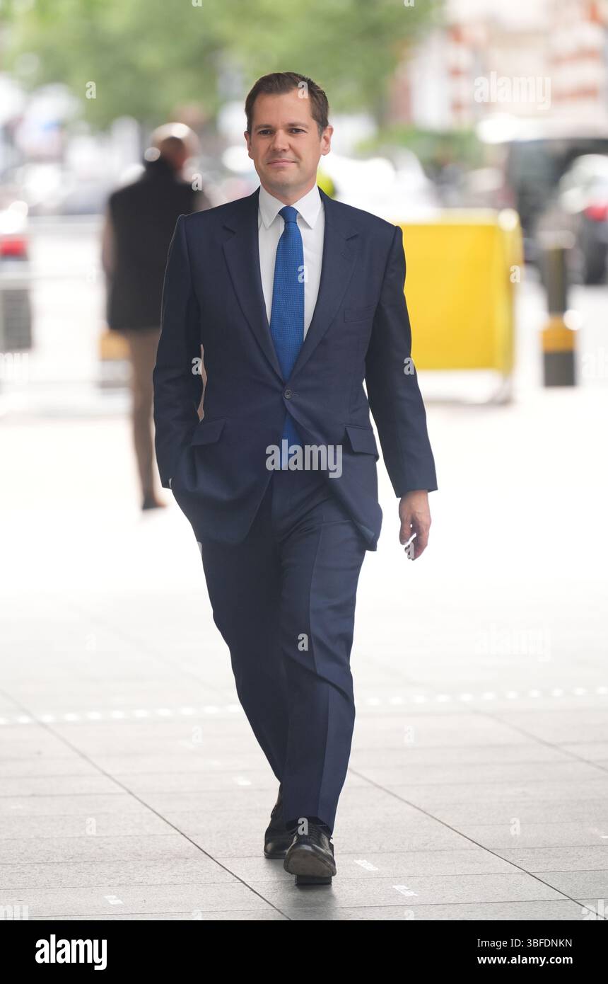 Shadow justice secretary Robert Jenrick arrives at BBC Broadcasting ...