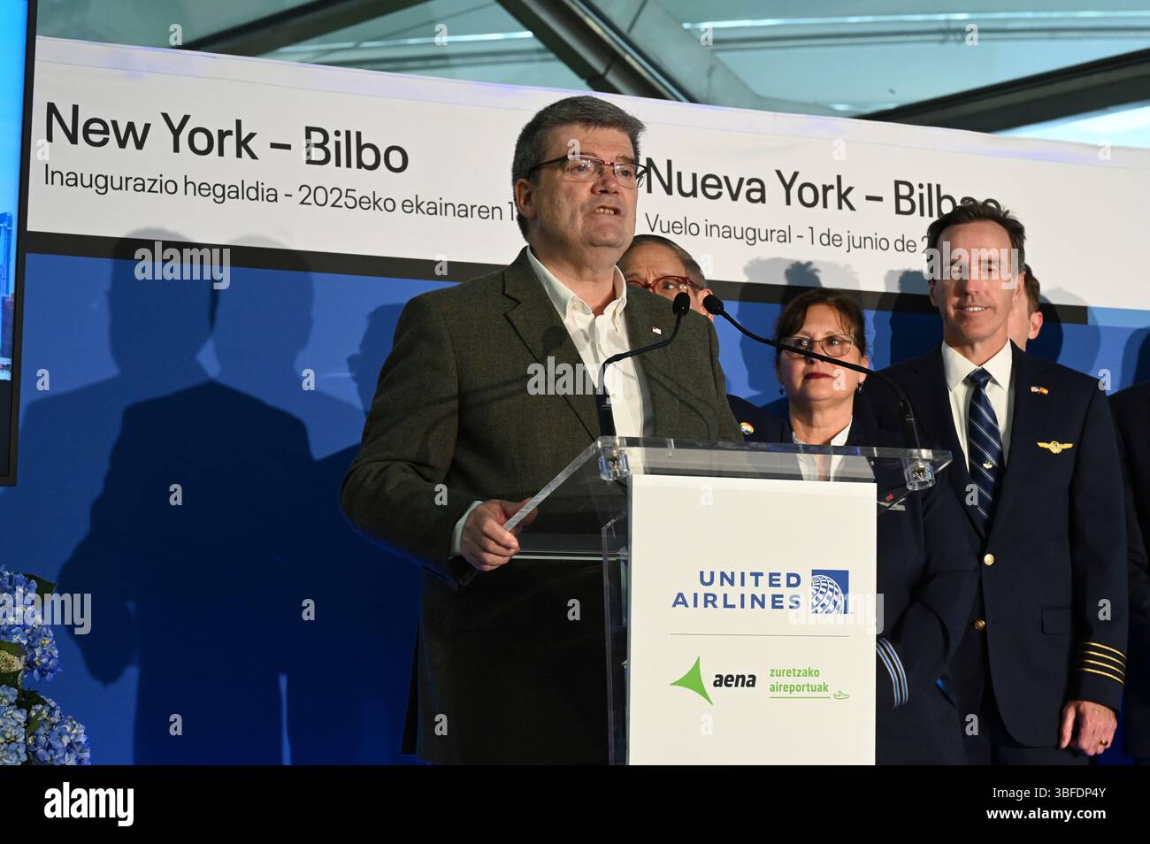 The Mayor of Bilbao, Juan Mari Aburto, gives a press conference after ...