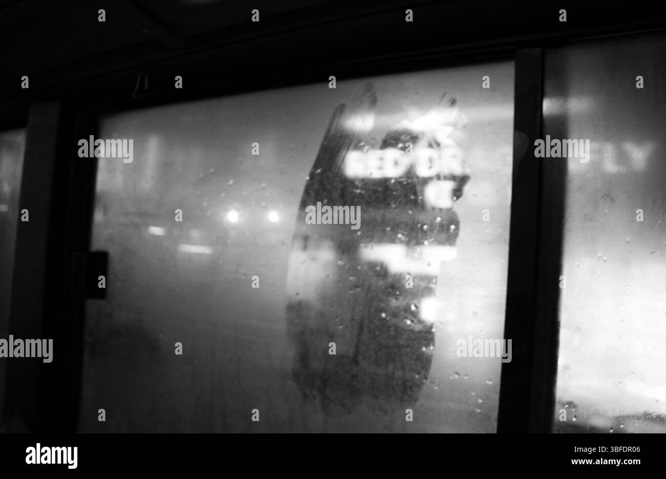 Winter Rainy Bus Window with Condensation Stock Photo - Alamy