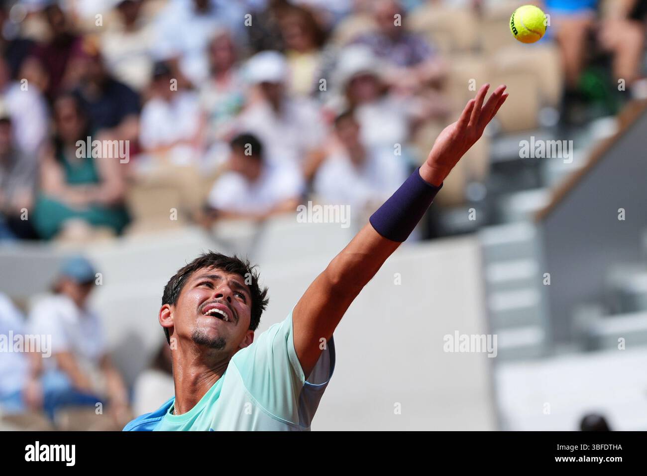 Australia's Alexei Popyrin serves against Tommy Paul of the U.S. during ...