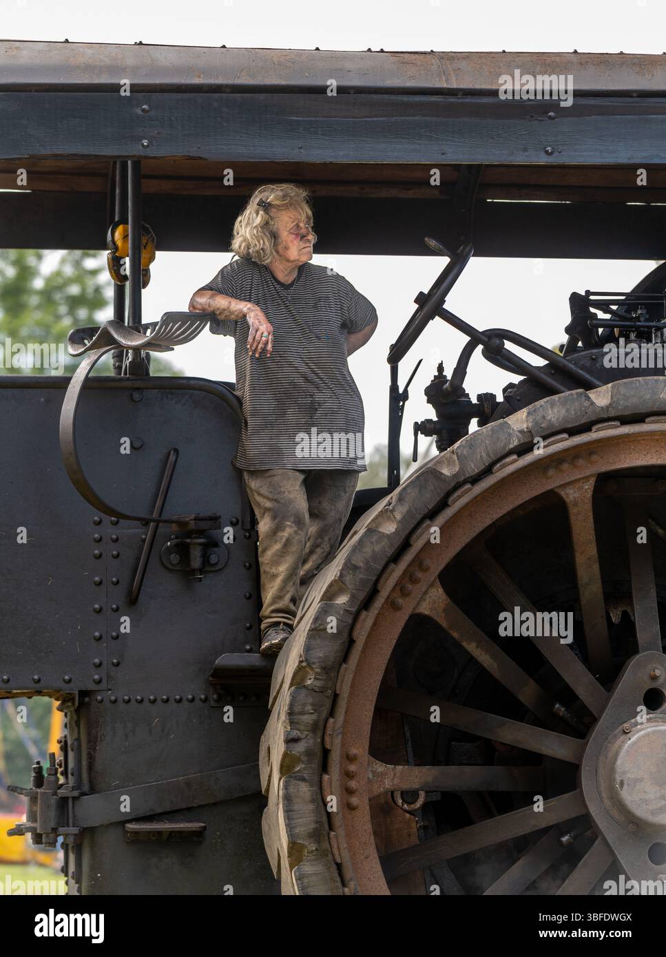 Ruth Atkinson stands on her traction engine 'Nightmare' (built 1912 ...