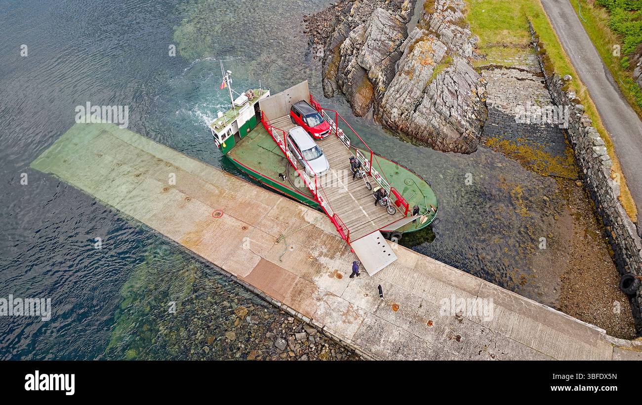 Glenelg Kyle Rhea Skye Ferry MV Glenachulish Scotland crew lowering the ...