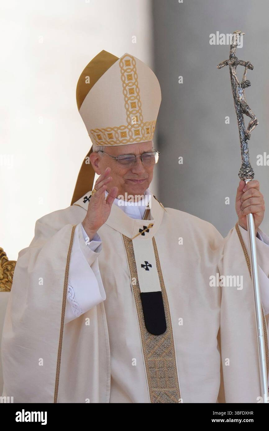 Pope Leo XIV waves at the end of a Mass for the Jubilee of Families in St. Peter's Square, at ...