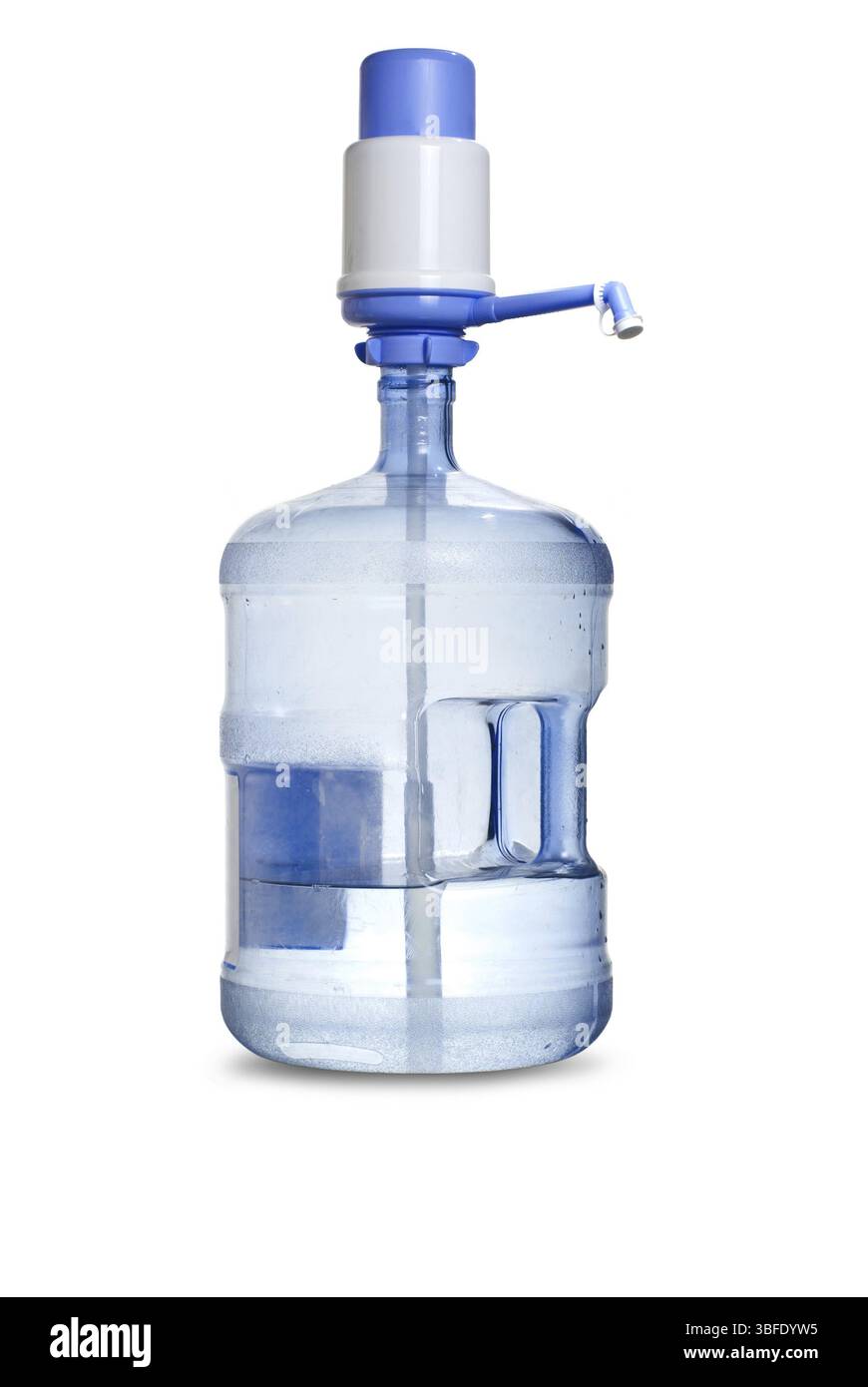 Grosse Flasche mit Pumpe. Auf weissem Hintergrund isoliert Stock Photo ...