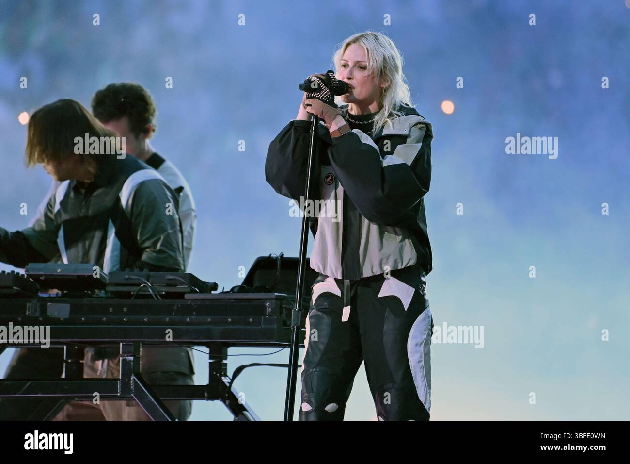 Linkin Park, singer Emily ARMSTRONG, soccer UEFA Champions League final ...
