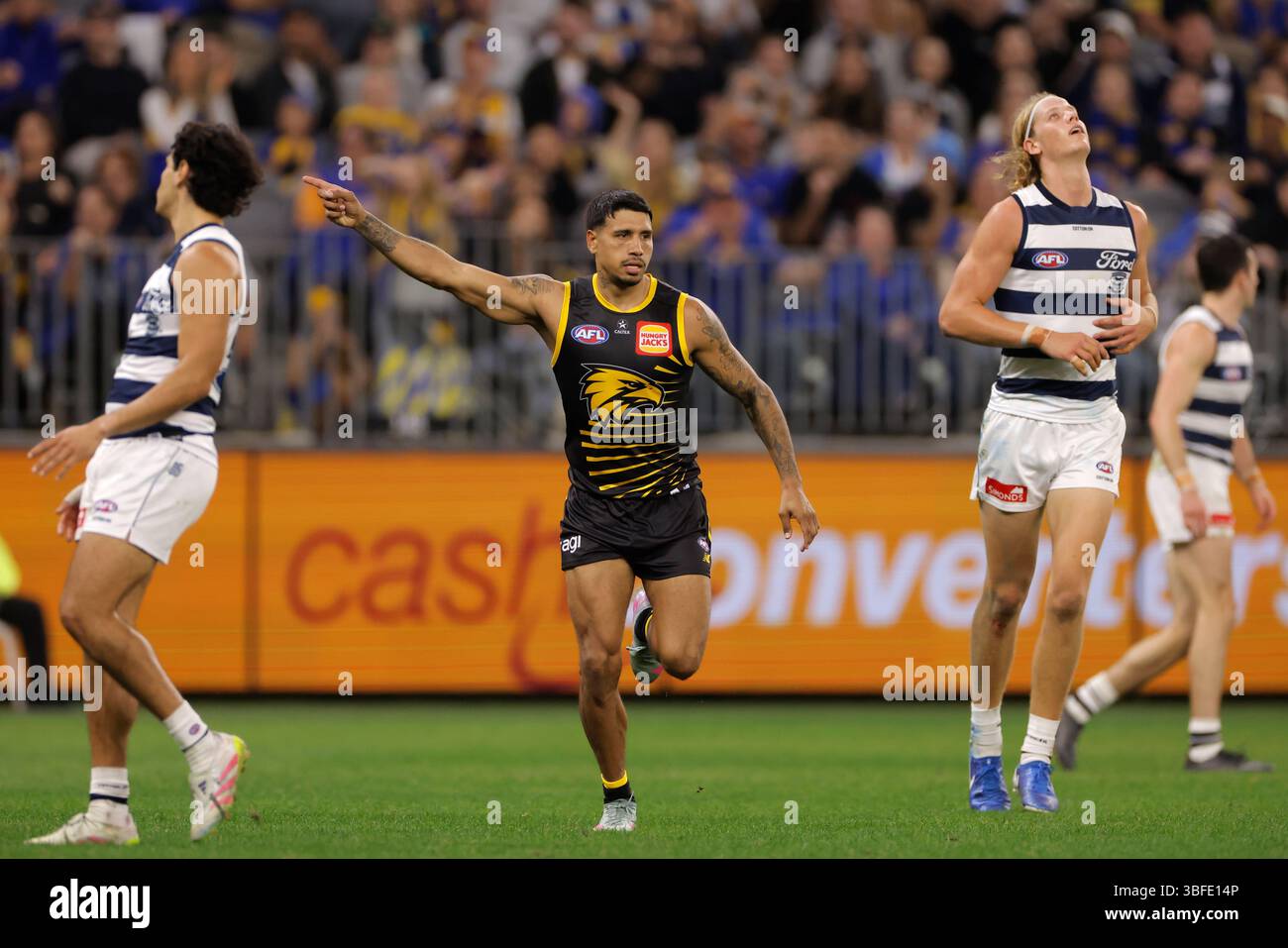 Perth, Australia. 01st June, 2025. Tim Kelly of the Eagles celebrates ...