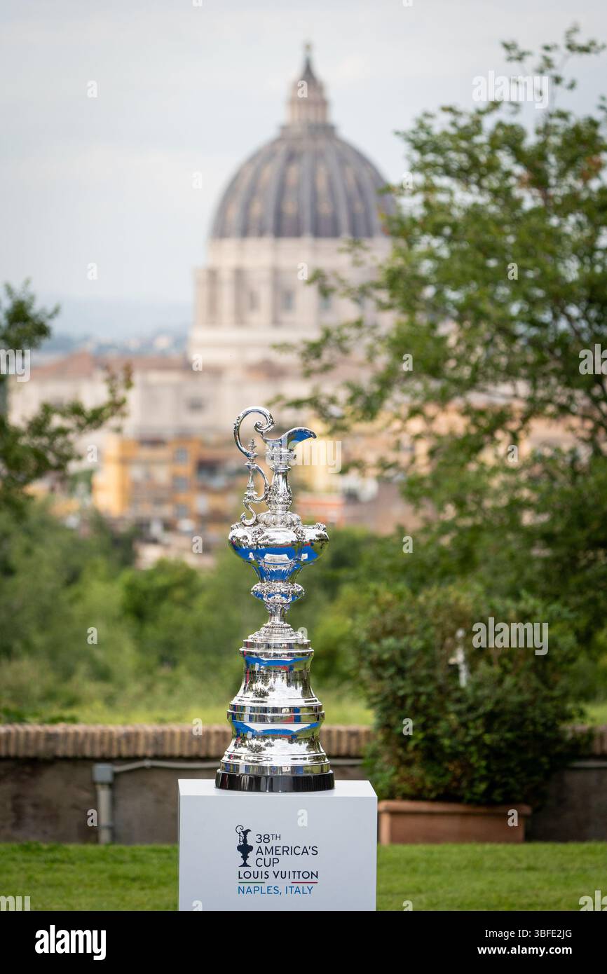 Rome, Italy. 26th May, 2025. The America's Cup trophy and the Dome of ...