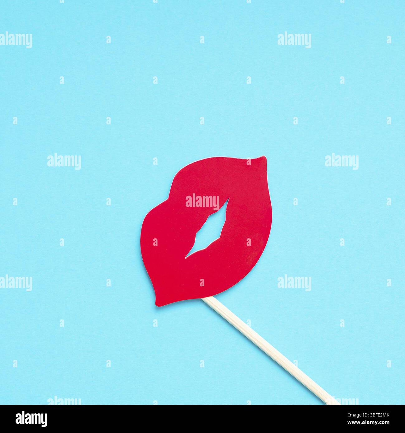 Creative overhead top view retro stylish red paper photo booth props ...