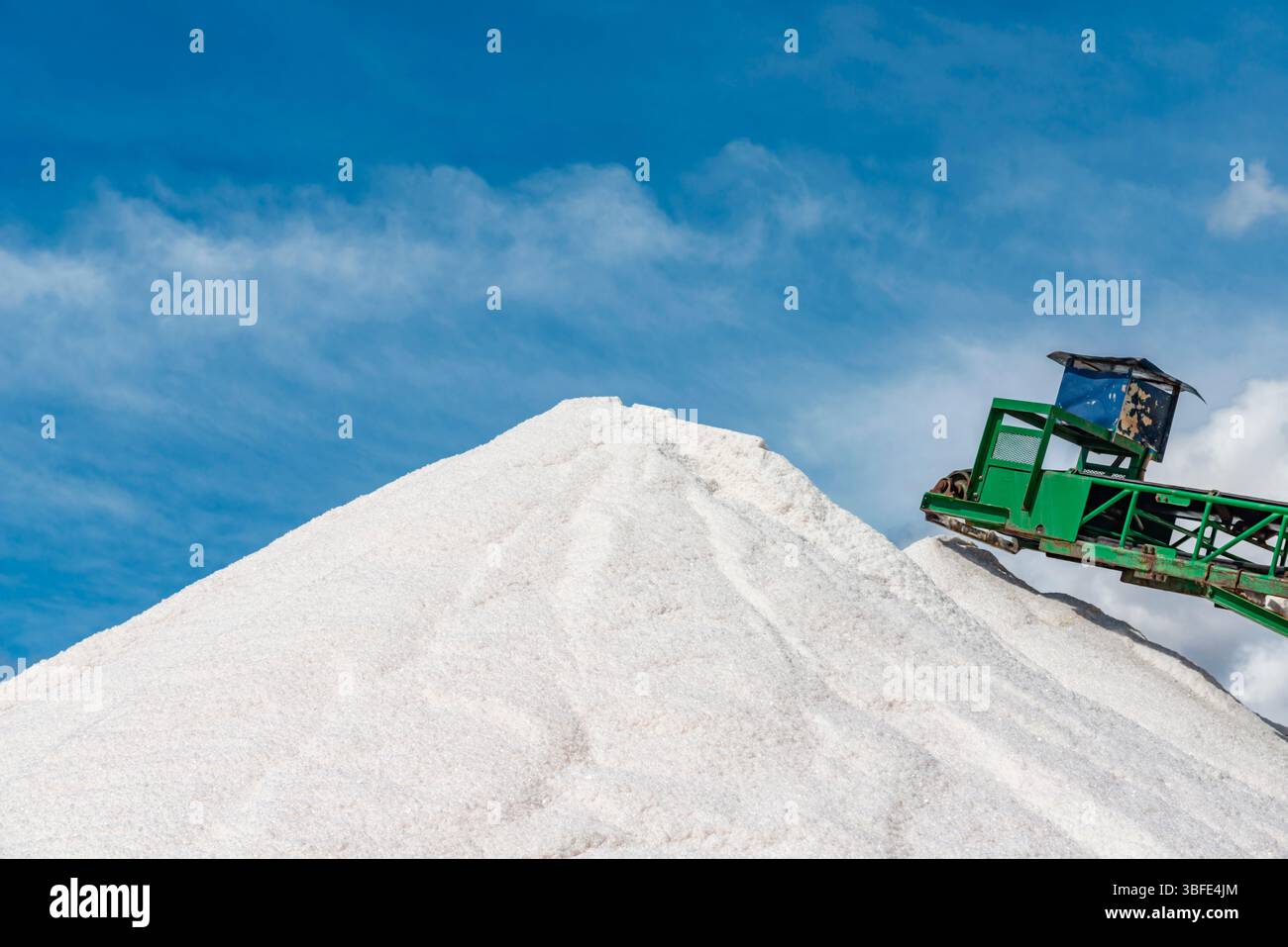 Salt mountain of a saline with conveyor belt - 3113 Stock Photo - Alamy