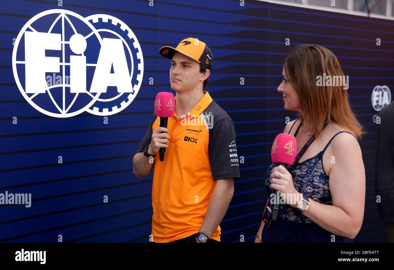 McLaren's Oscar Piastri speaking to Channel 4 F1's Lee McKenzie in the ...