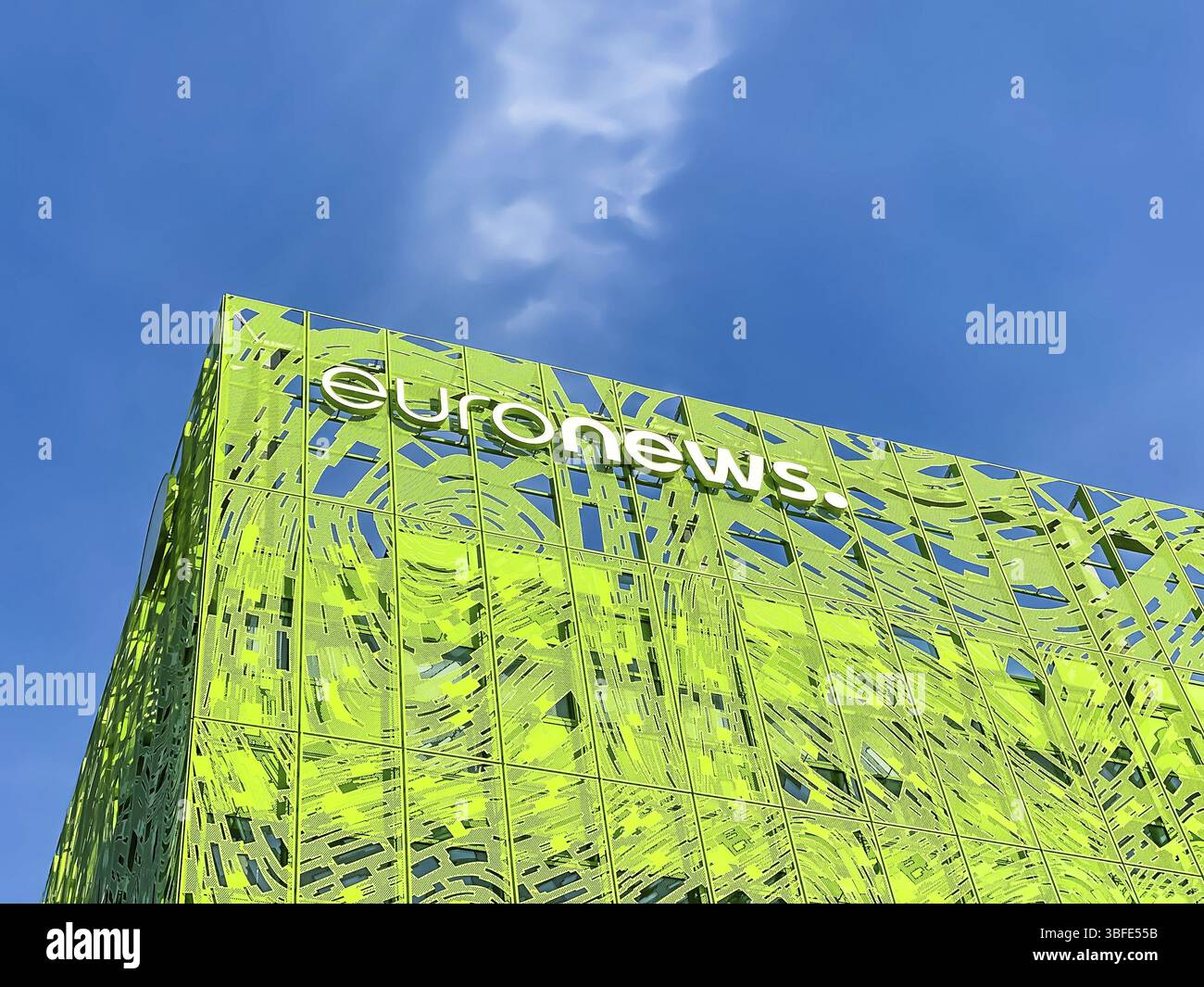 Euronews, european pay television news network brand logo on its ...