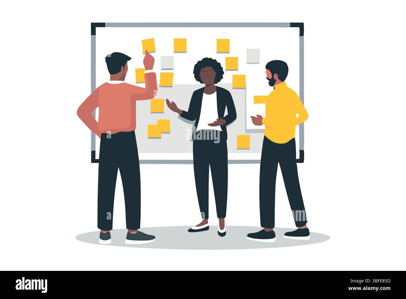 Diverse Team Collaboration Brainstorming Strategy Ideas Using Sticky ...