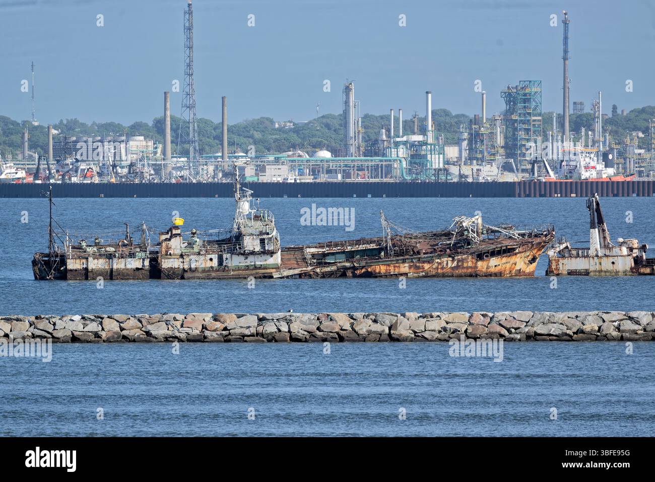 A ship scrapyard in Montevideo harbour Stock Photo - Alamy