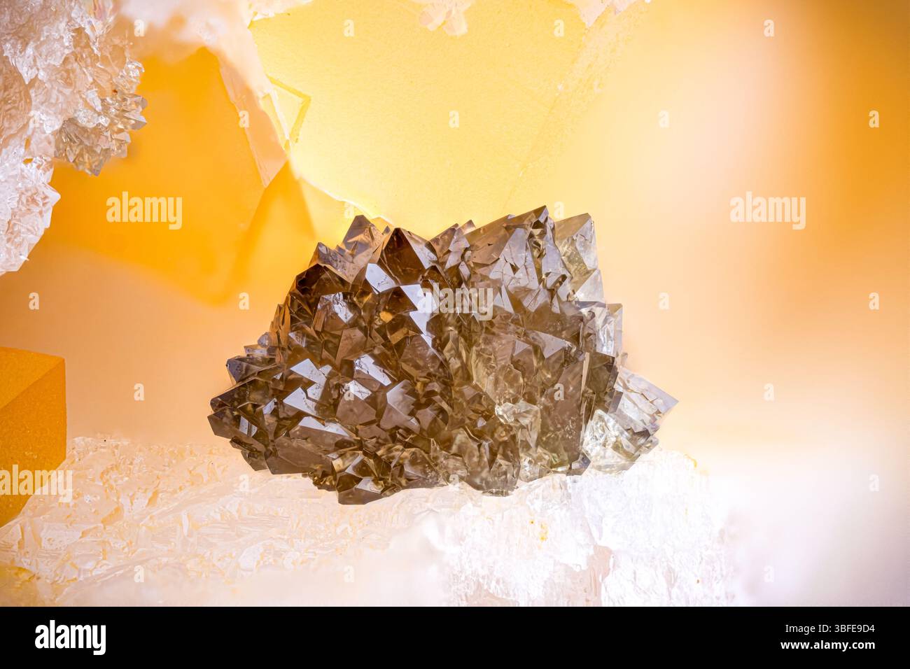 Green Scorodite cristal with orange Fluorite. Specimen from Clara mine ...