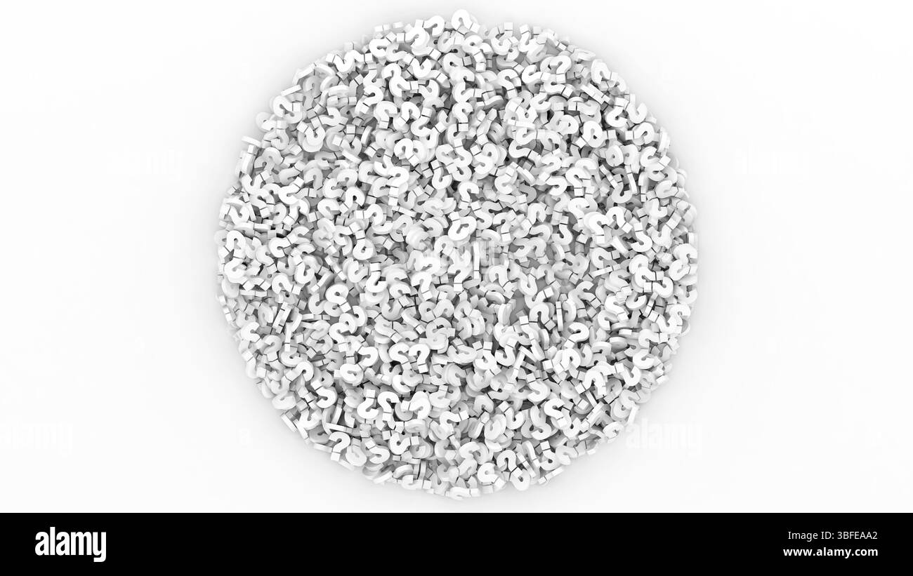question marks in a circle 3d illustration Stock Photo - Alamy