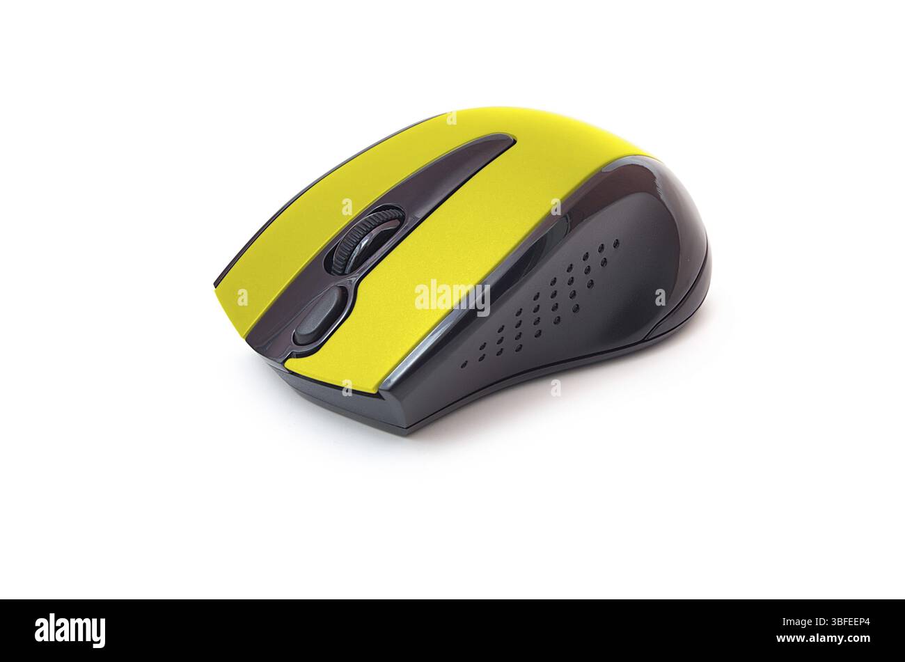 Yellow wireless optical mouse. Isolated on white background Stock Photo ...