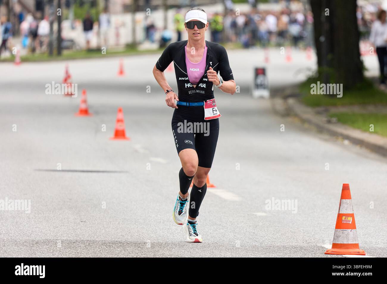 01 June 2025, Hamburg: Triathlon: Ironman, European Championship, women ...