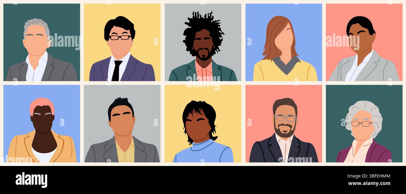 Set of different multiracial men, women avatars Stock Vector Image ...