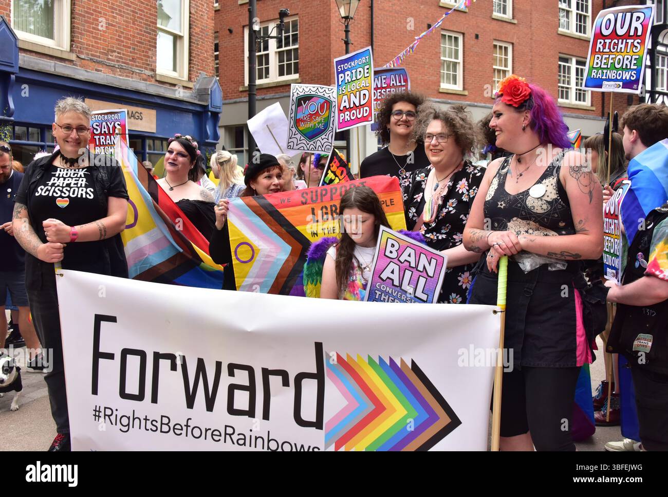 Stockport, UK, 1st June, 2025. Stockport Pride parade, celebrating ...