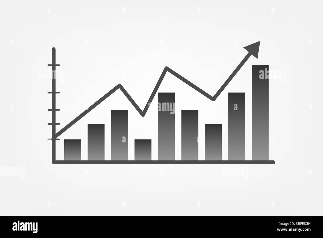 Rising stock market graph global market growth bars with an up arrow on ...