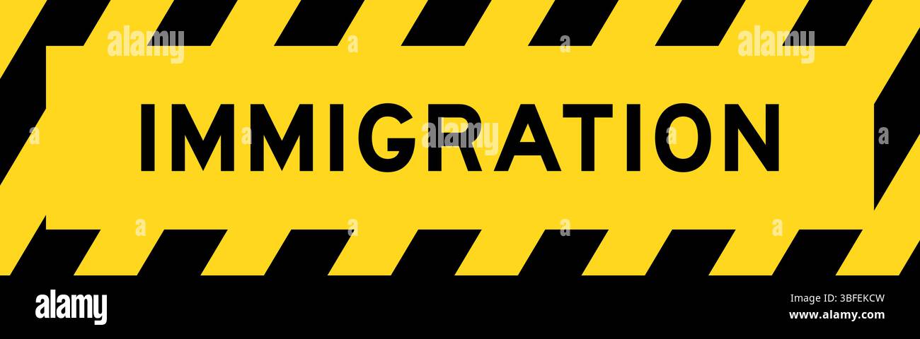 Yellow and black color with line striped label banner with word ...