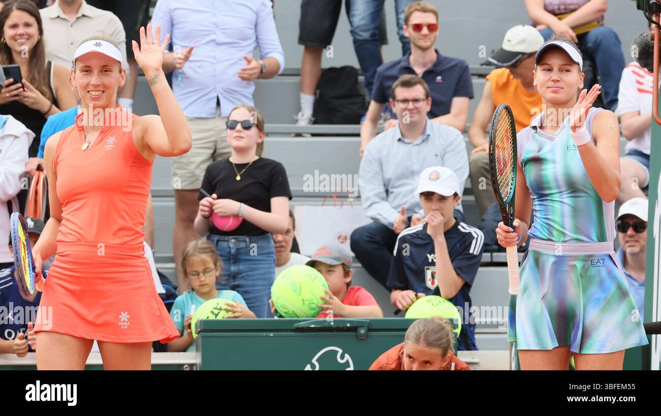 Paris, France. 01st June, 2025. Belgian Elise Mertens and Russian ...