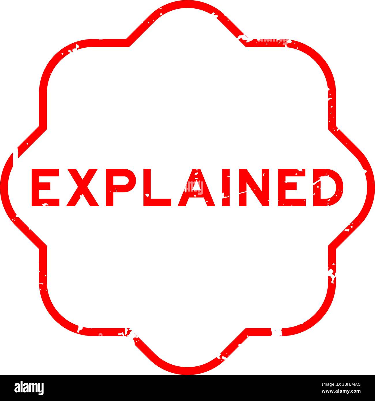 Grunge red explained word rubber seal stamp on white background Stock ...