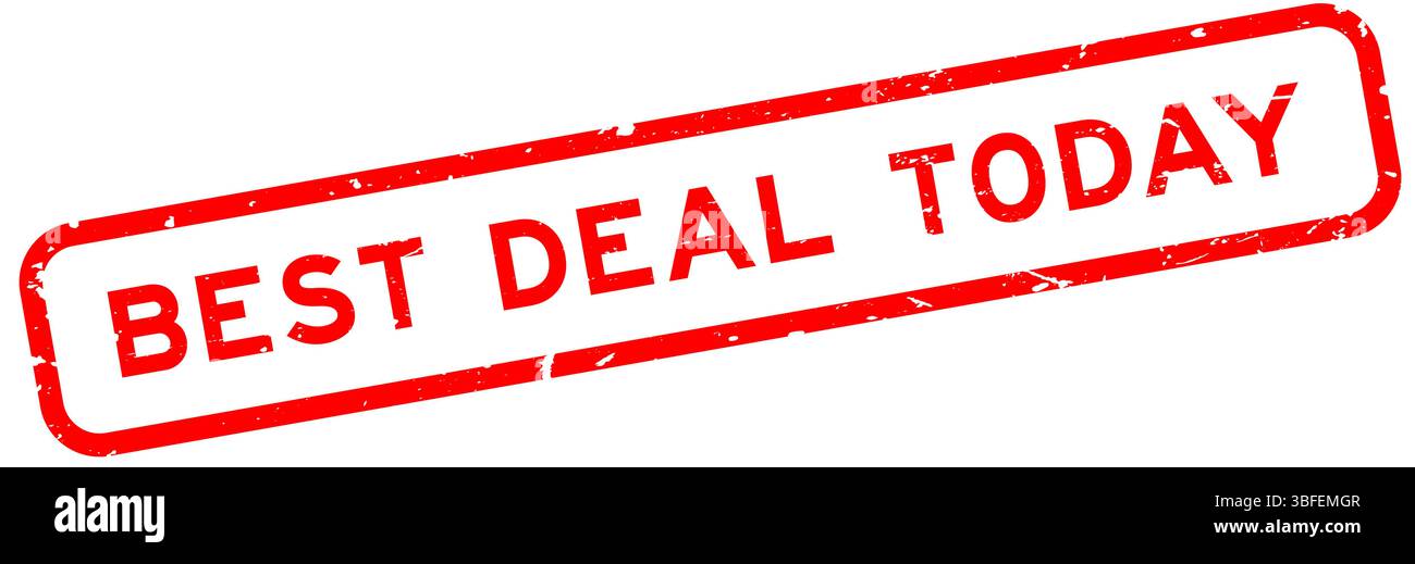 Grunge red best deal today word square rubber seal stamp on white ...