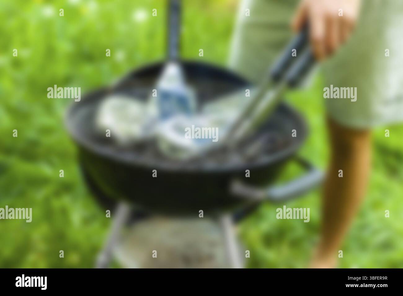 Grilling meat with barbecue stuff. Blur Horizontal shot Stock Photo - Alamy