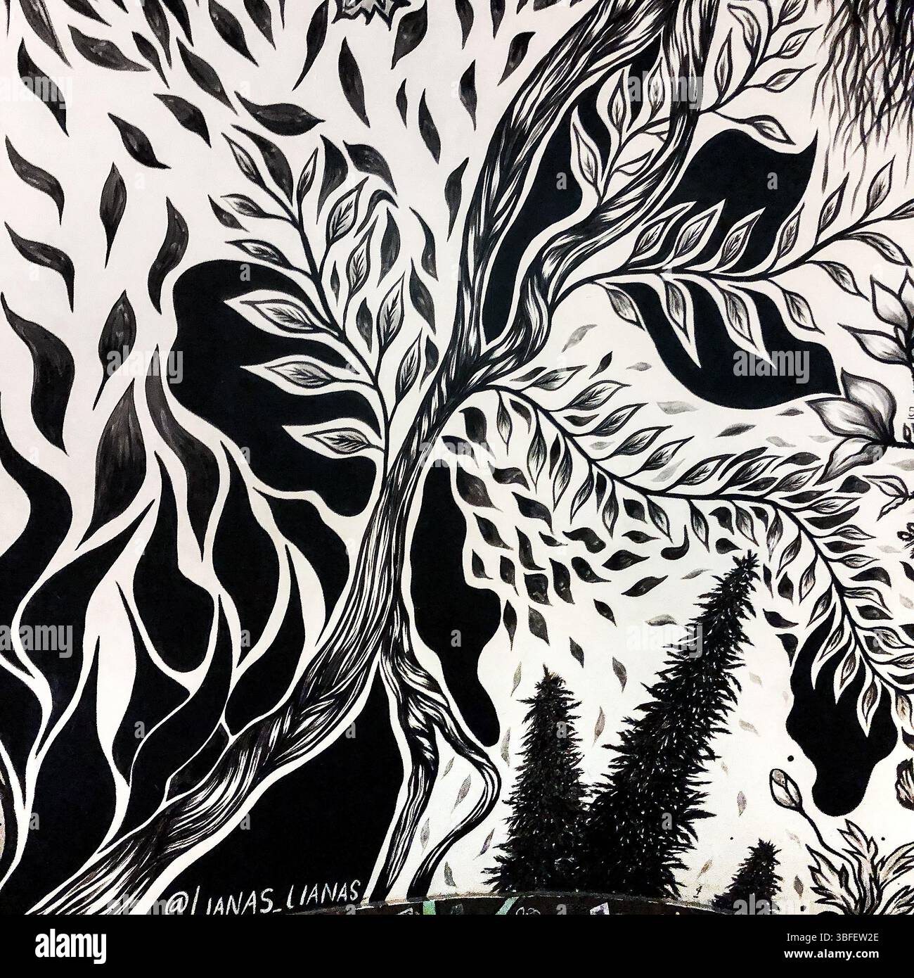 Artwork mural on the staircase walls of the "59 Rivoli - After Squat" art gallery - Paris 75001 ...