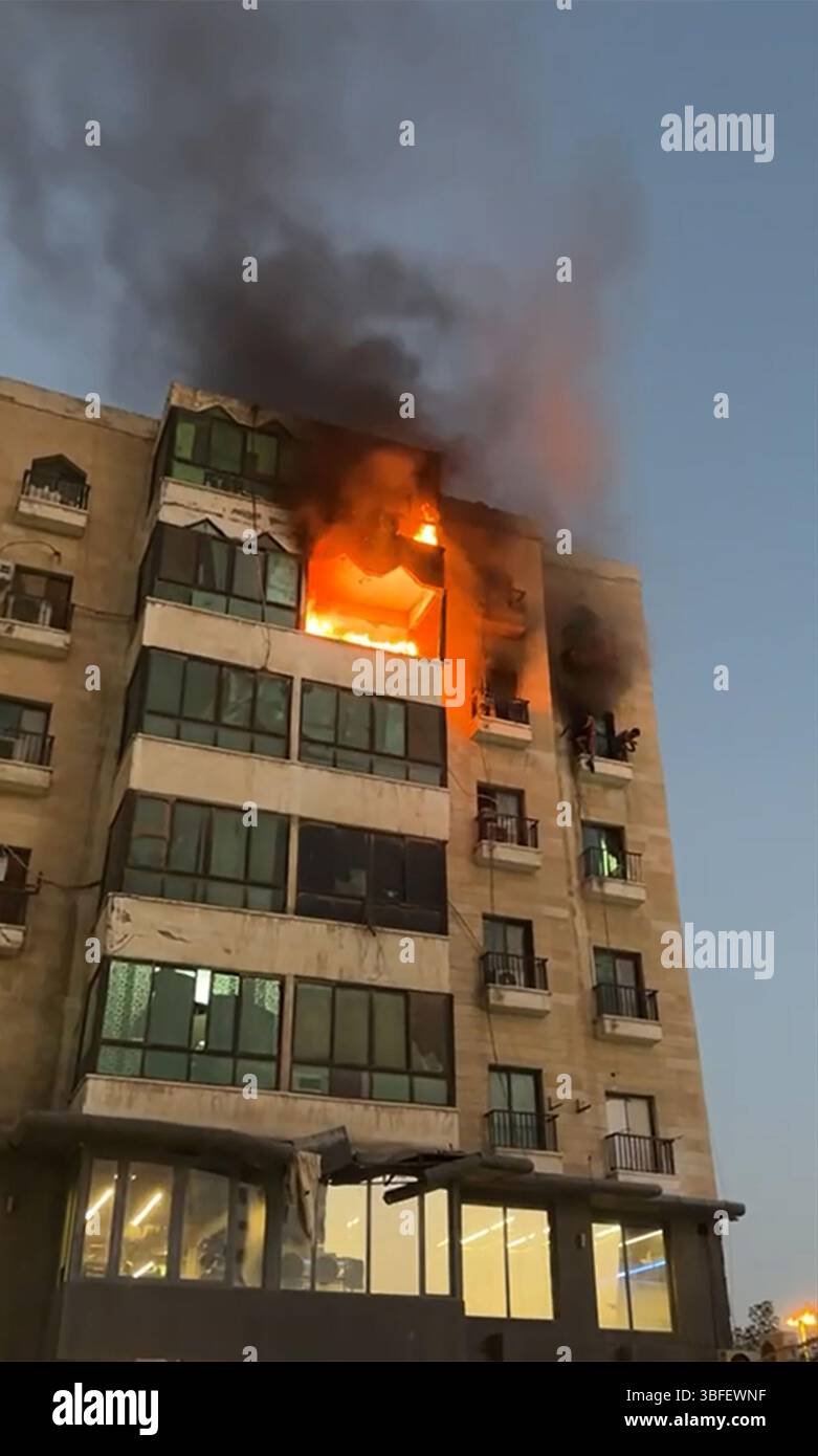 (Kuwait City, Kuwait. 1st June, 2025. A fire breaks out at a ...