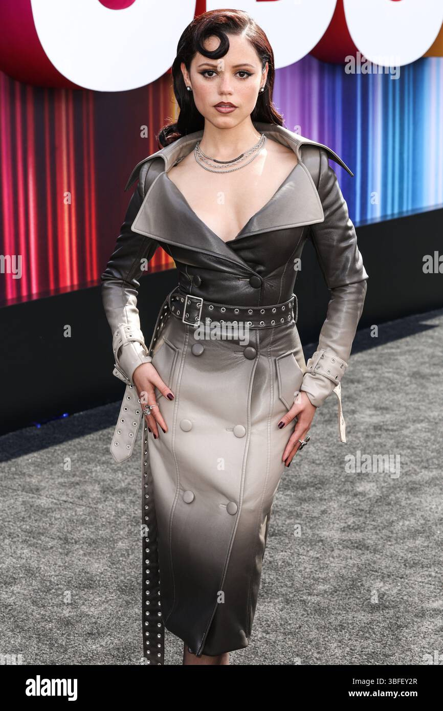 INGLEWOOD, LOS ANGELES, CALIFORNIA, USA - MAY 31: American actress Jenna Ortega wearing Markgong ...