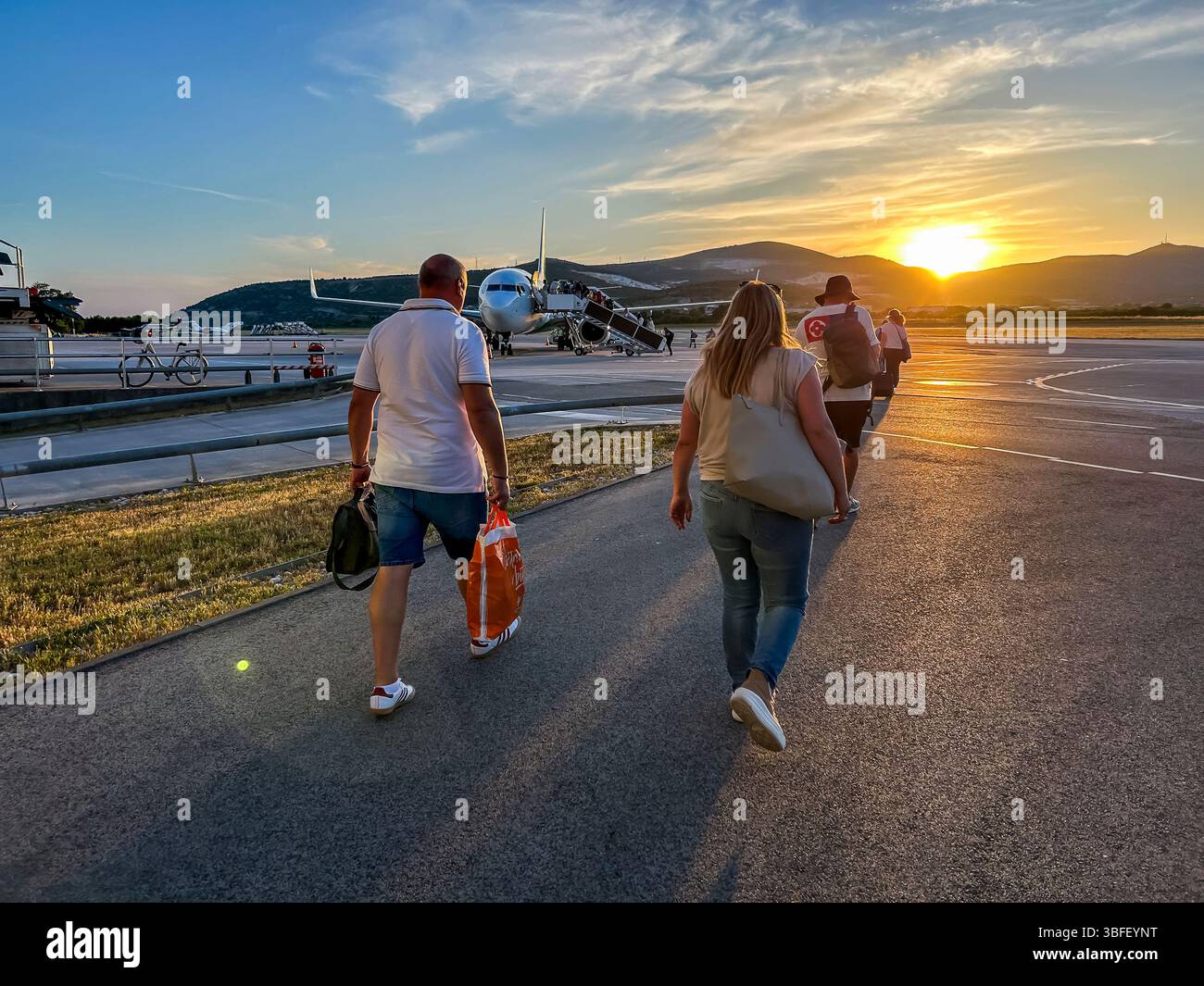 Split, Croatia, Crowd People, Tourists, Boarding Low Cost Airplane ...