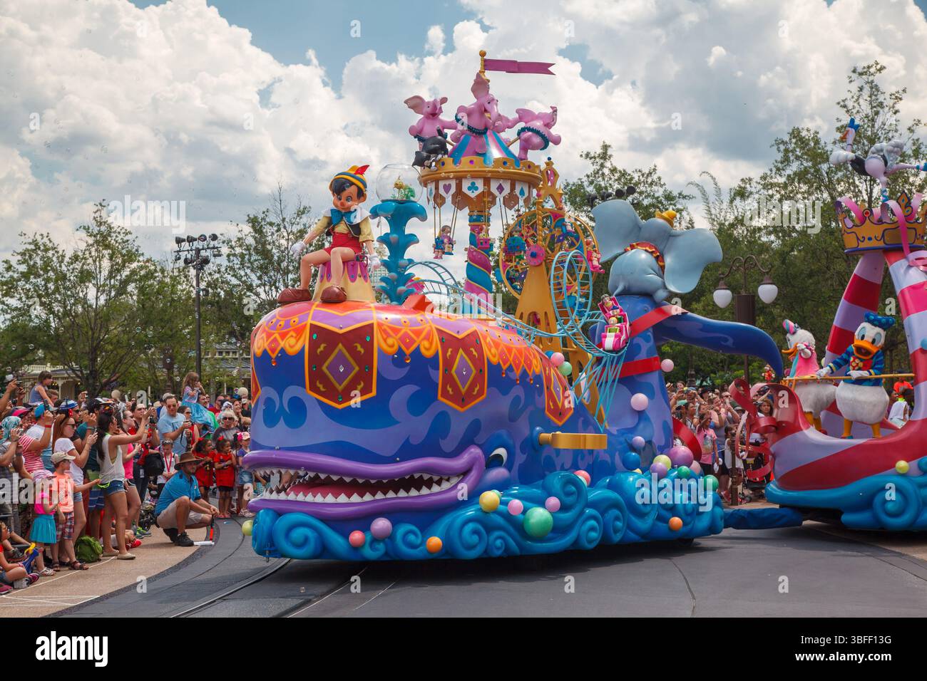 The Pinocchio car at the Festival of Fantasy Parade at central plaza ...