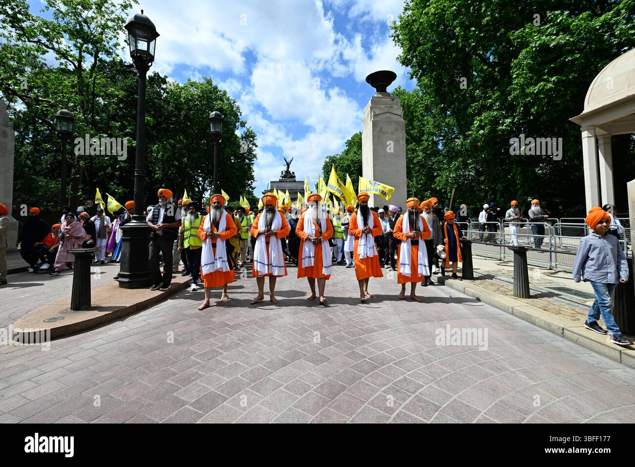 London, UK, 1st June 2025, Sikh's enter the Mall heading for Trafalagar ...