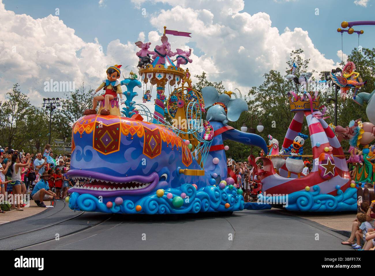 The Pinocchio car at the Festival of Fantasy Parade at central plaza ...