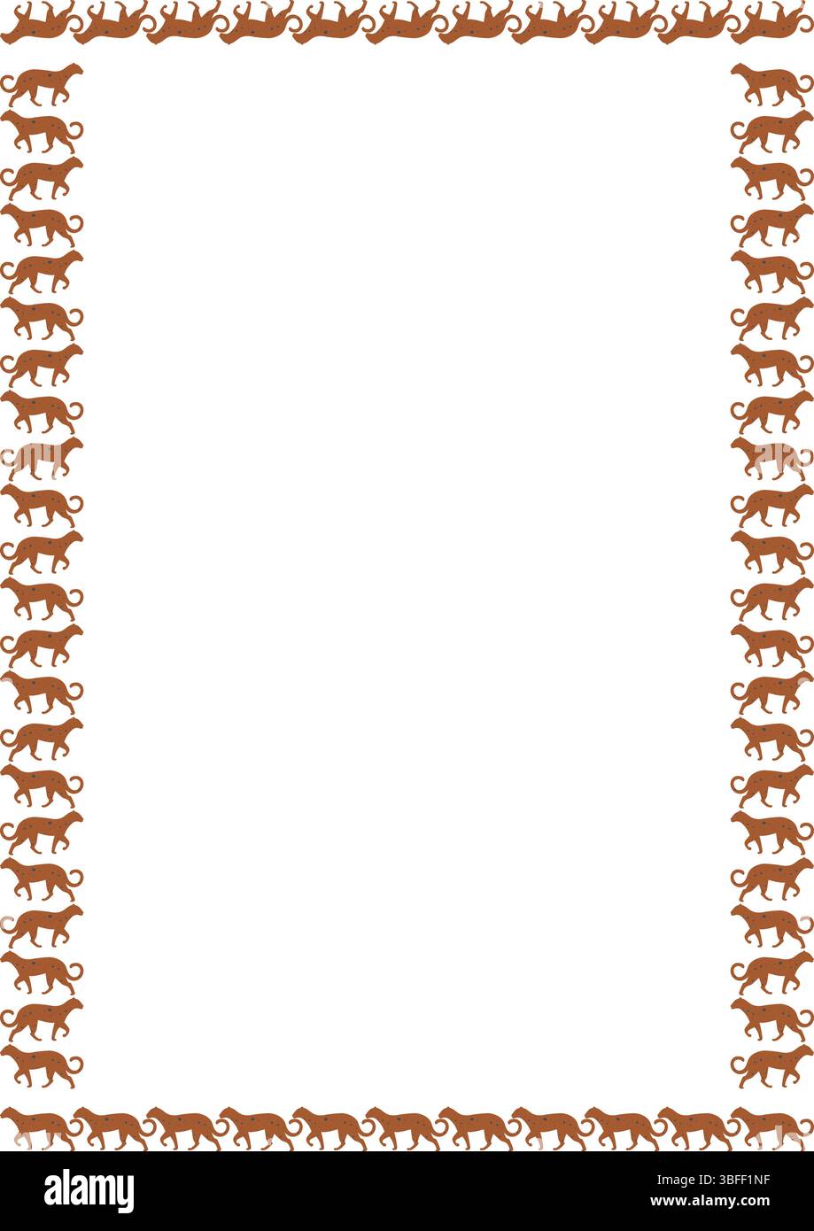Wild cat silhouette border silhouette border. Big cat banner with wild ...