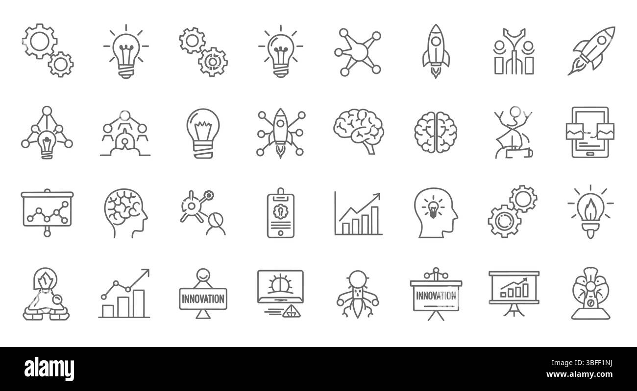 Digital innovation linear icons Cut Out Stock Images & Pictures - Alamy