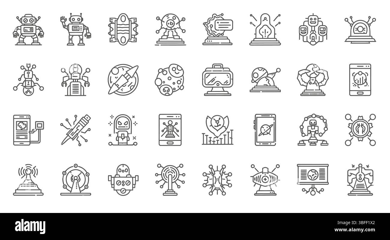 Set of Linear Future Technology Vector Icons, Icon Sheet Stock Vector Image & Art - Alamy