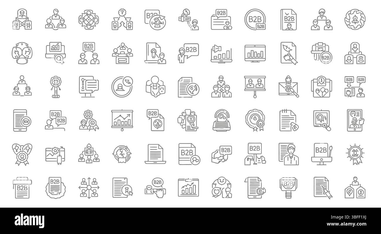 Set of Linear B2B Business to Business, Vector Icons, Icon Sheet Stock ...