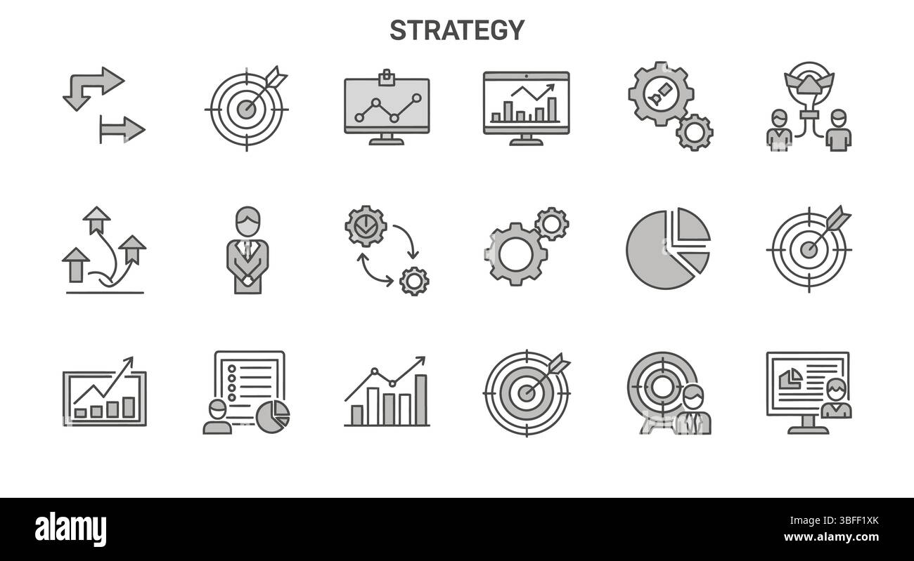Set of Linear Strategy Vector Icons, Icon Sheet Stock Vector Image ...