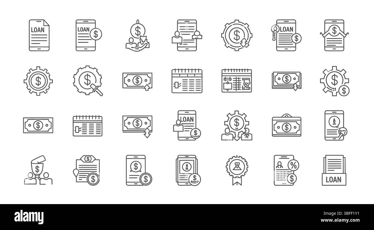 Set of Linear Loan Vector Icons, Icon Sheet Stock Vector Image & Art ...