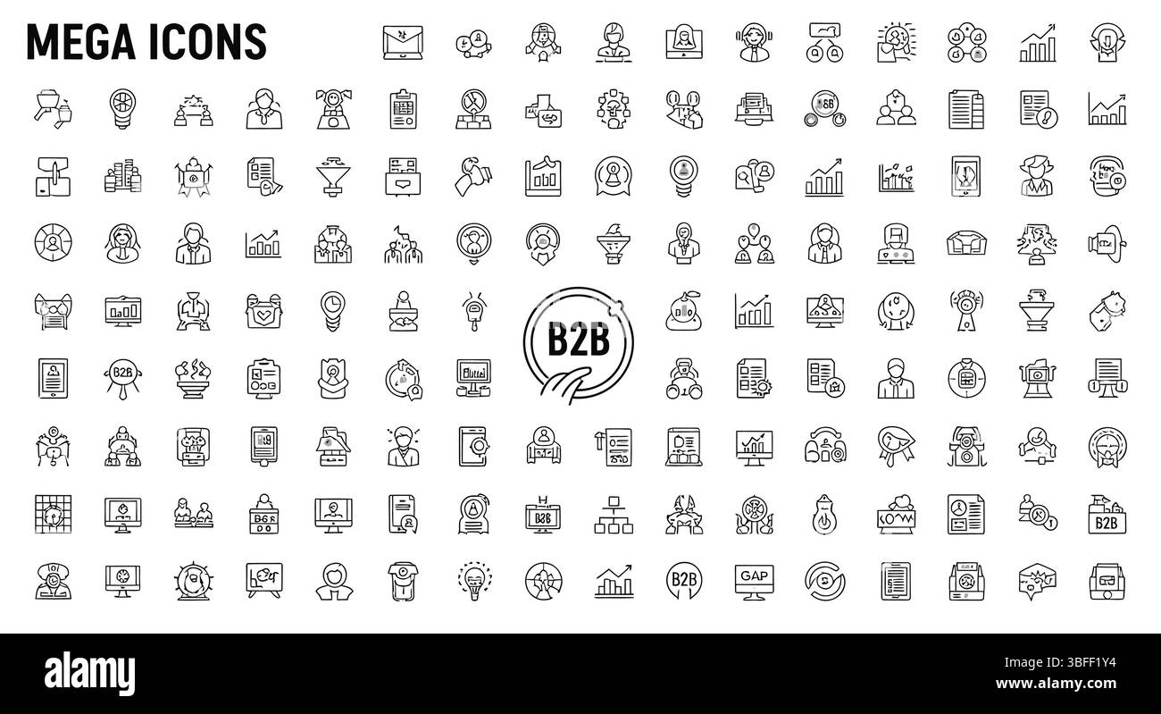 Set of Linear B2B Business to Business, Vector Icons, Icon Sheet Stock ...