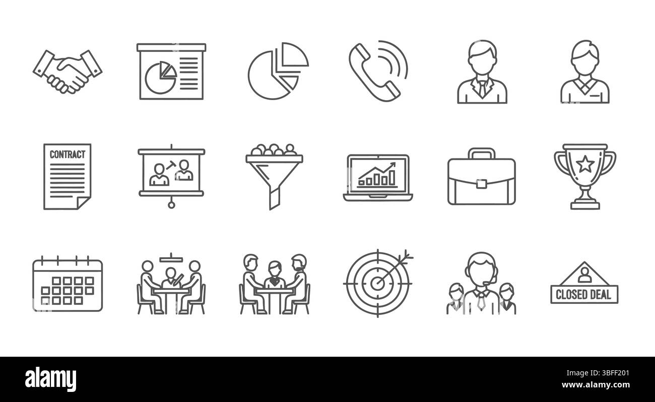Set of Linear Sales Team Vector Icons, Icon Sheet Stock Vector Image ...