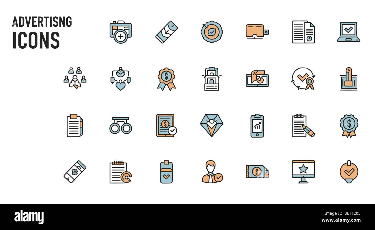 Set of Linear Advertising Vector Icons, Icon Sheet Stock Vector Image & Art - Alamy