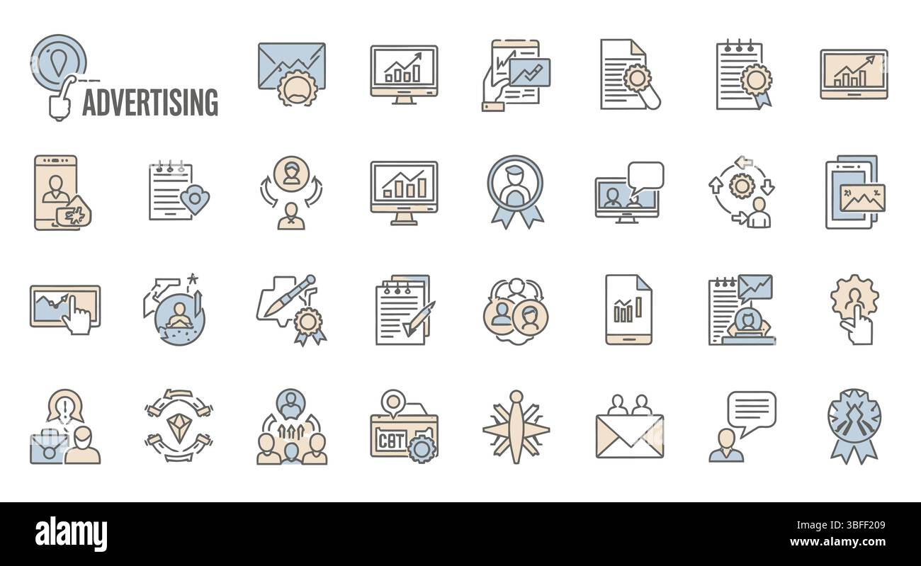Set of Linear Advertising Vector Icons, Icon Sheet Stock Vector Image & Art - Alamy