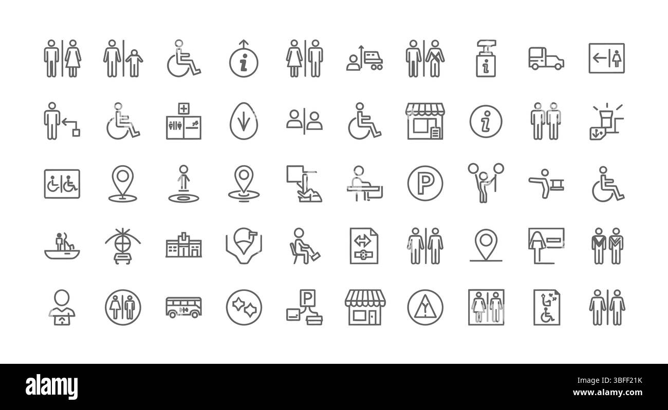 Set of Linear Signage Vector Icons, Icon Sheet Stock Vector Image & Art ...
